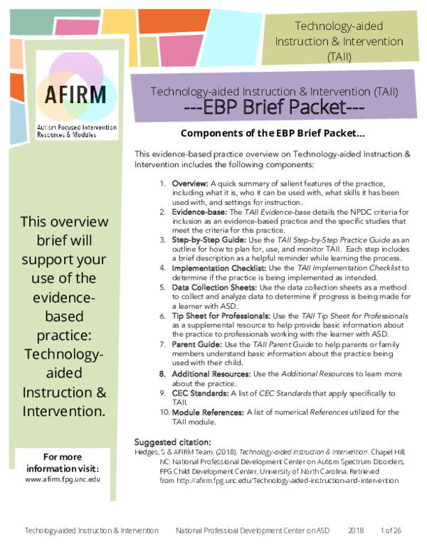(PDF) Technology-Aided Instruction & Intervention (TAII). EBP Brief Packet