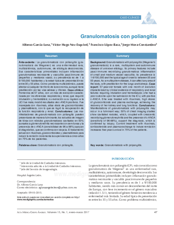 (PDF) Granulomatosis con poliangitis