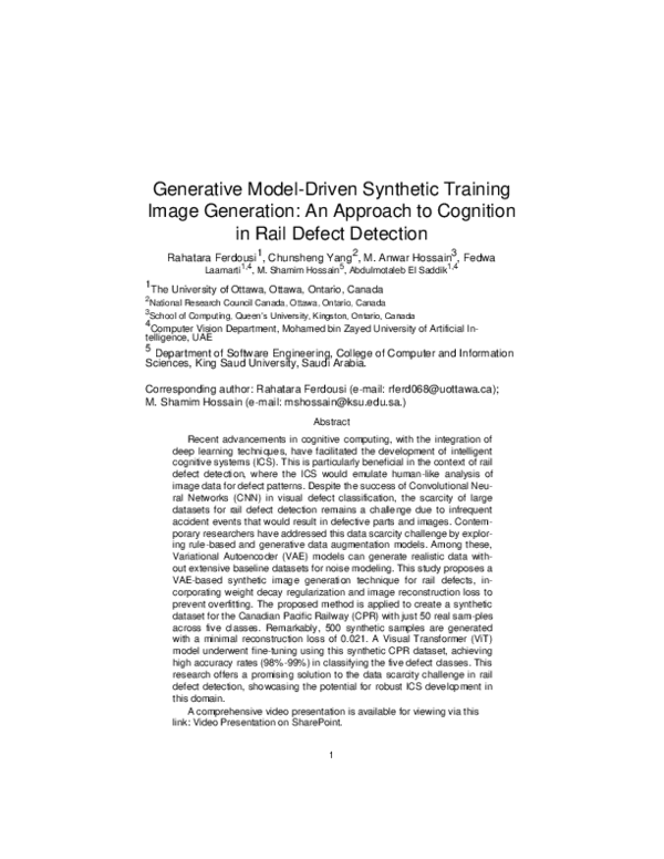 (PDF) Generative Model-Driven Synthetic Training Image Generation: An Approach to Cognition in ...