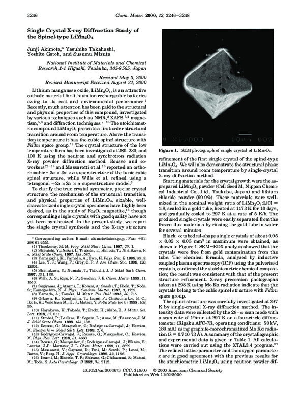 (PDF) Single Crystal X-ray Diffraction Study of the Spinel-type LiMn2O4
