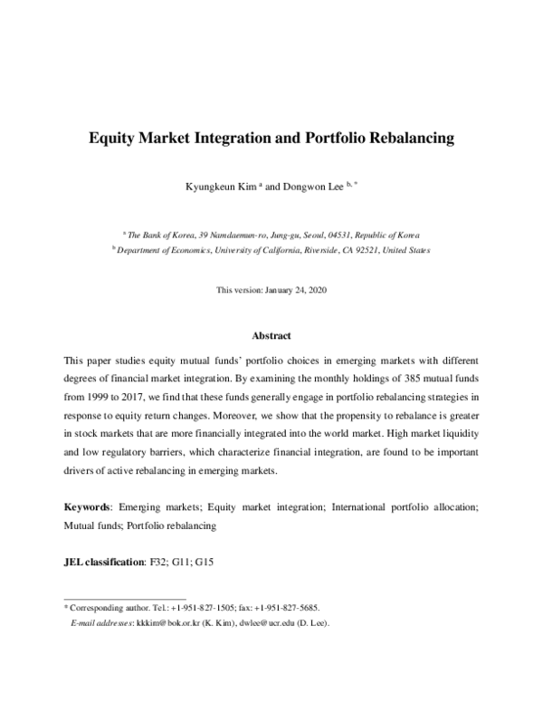 (PDF) Equity Market Integration and Portfolio Rebalancing