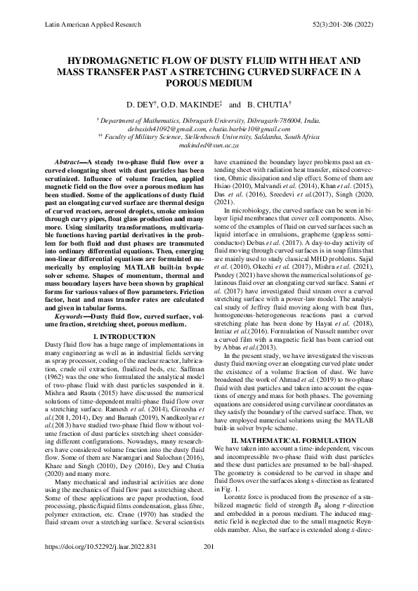 (PDF) Hydromagnetic Flow of Dusty Fluid with Heat and Mass Transfer ...