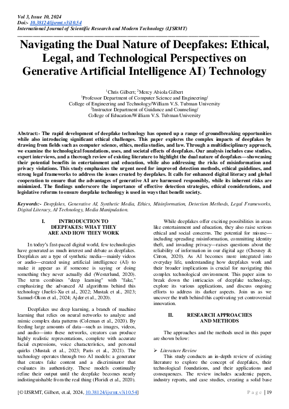 Pdf Navigating The Dual Nature Of Deepfakes Ethical Legal And 7162