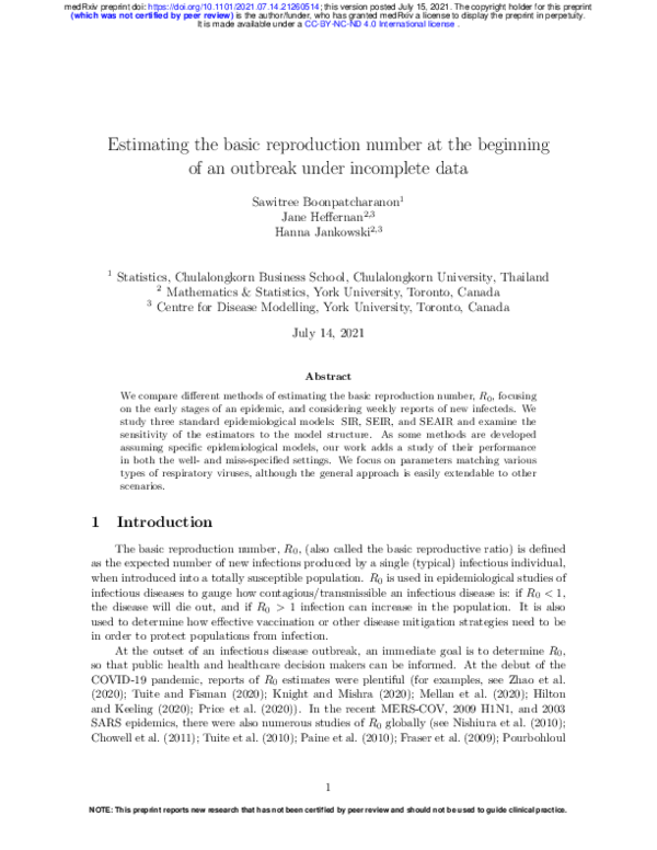 (PDF) Estimating the basic reproduction number at the beginning of an ...