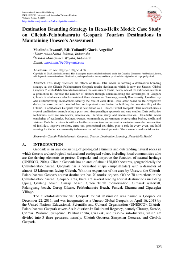 (PDF) Destination Branding Strategy in Hexa-Helix Model: Case Study on ...