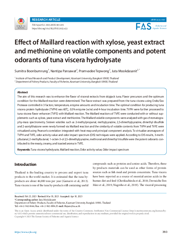 (PDF) Effect of Maillard reaction with xylose, yeast extract and ...