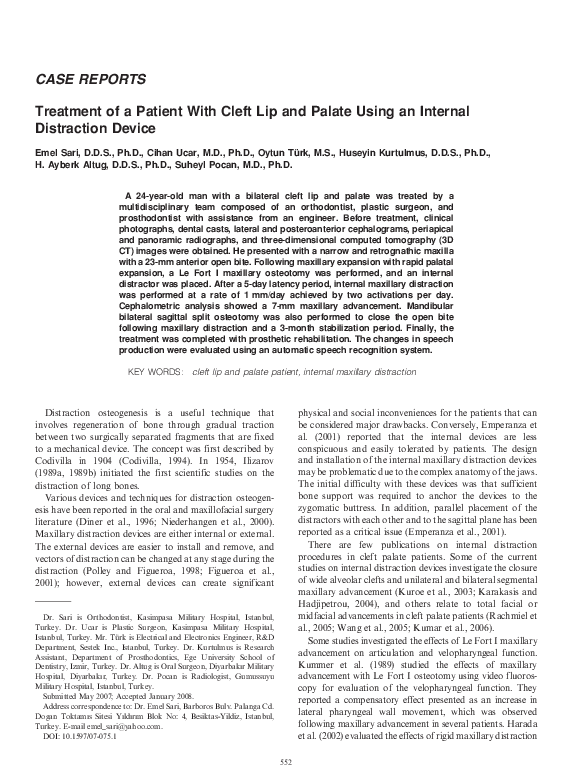 (PDF) Treatment of a Patient with Cleft Lip and Palate Using an ...