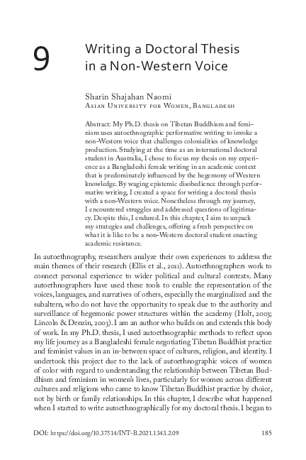 (PDF) Writing a Doctoral Thesis in a Non-Western Voice