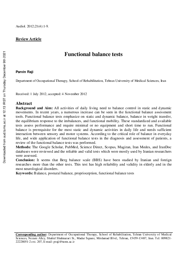 (PDF) Functional balance tests