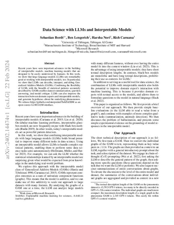 (PDF) Data Science with LLMs and Interpretable Models