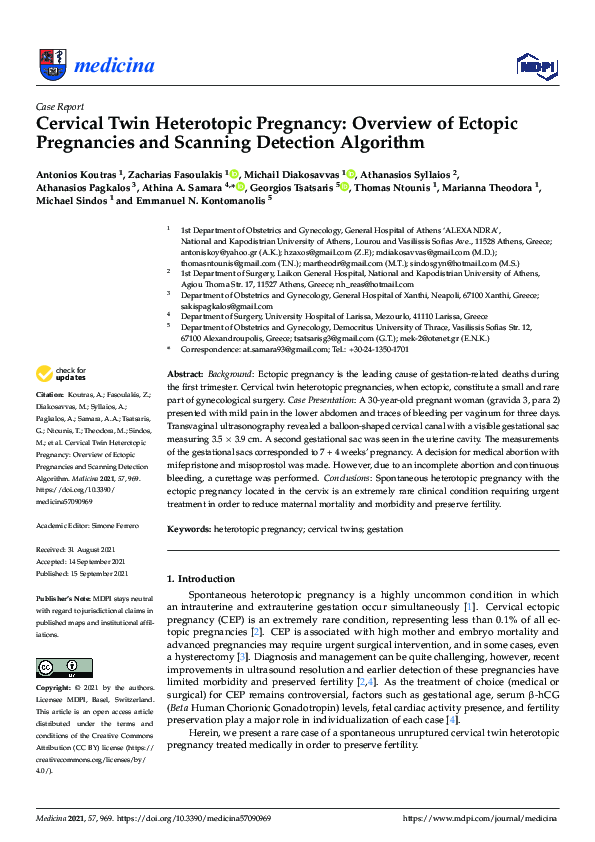 Pdf Cervical Twin Heterotopic Pregnancy Overview Of Ectopic Pregnancies And Scanning 2848