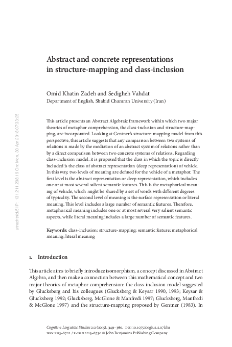 (PDF) Abstract and concrete representations in structure-mapping and class-inclusion