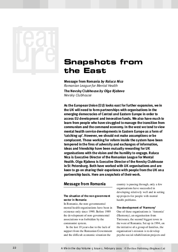 (PDF) Snapshots from the East