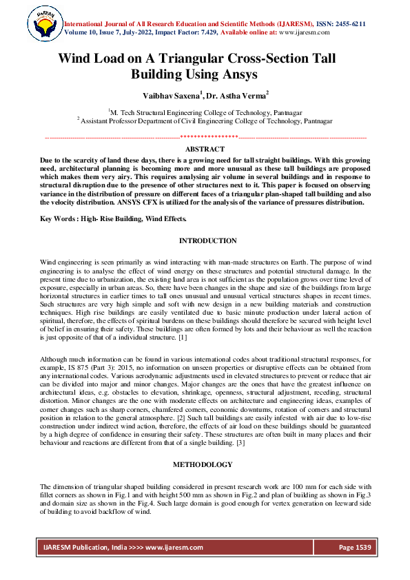 (PDF) Wind Load on A Triangular Cross-Section Tall Building Using Ansys
