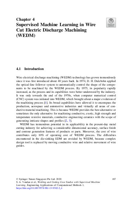 (PDF) Supervised Machine Learning in Wire Cut Electric Discharge ...