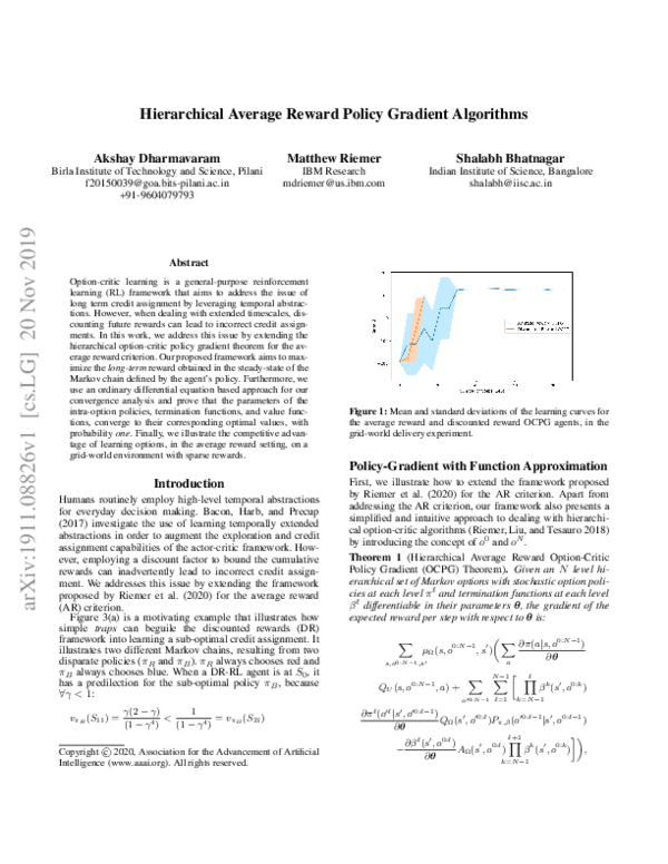 (PDF) Hierarchical Average Reward Policy Gradient Algorithms