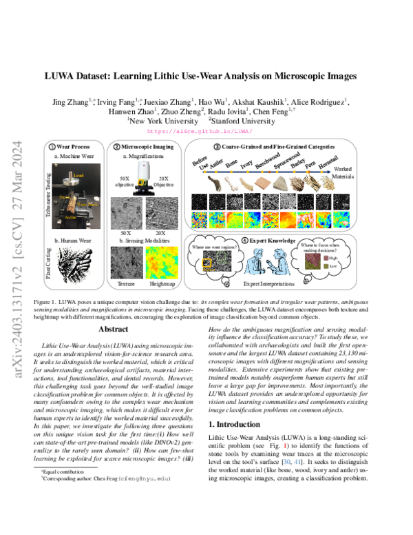 (PDF) LUWA Dataset: Learning Lithic Use-Wear Analysis on Microscopic Images