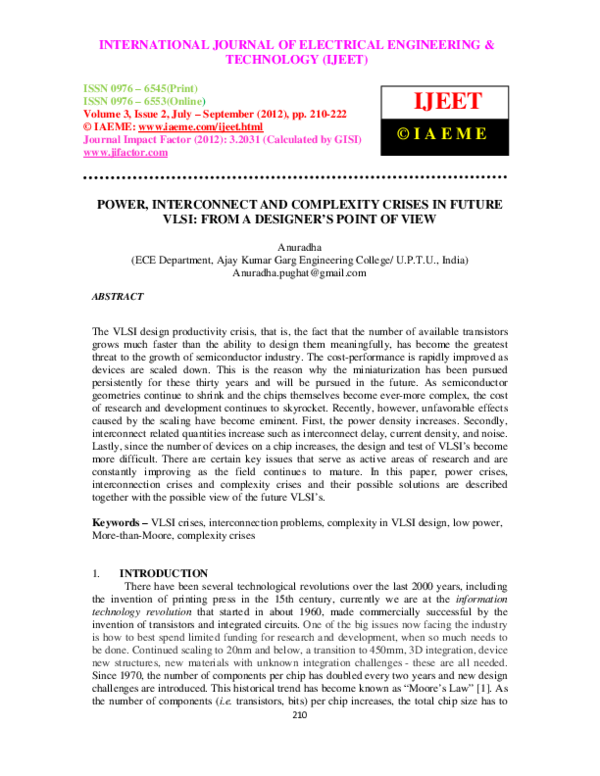 (PDF) VLSI Design Challenges: Power, Interconnect, and Complexity