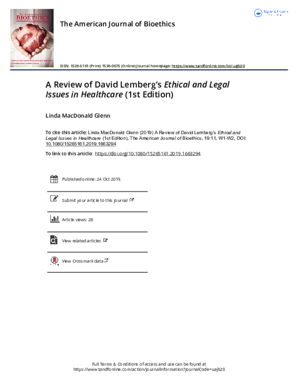 (PDF) A Review of David Lemberg’s Ethical and Legal Issues in ...