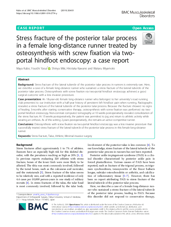 (PDF) Stress fracture of the posterior talar process in a female long ...