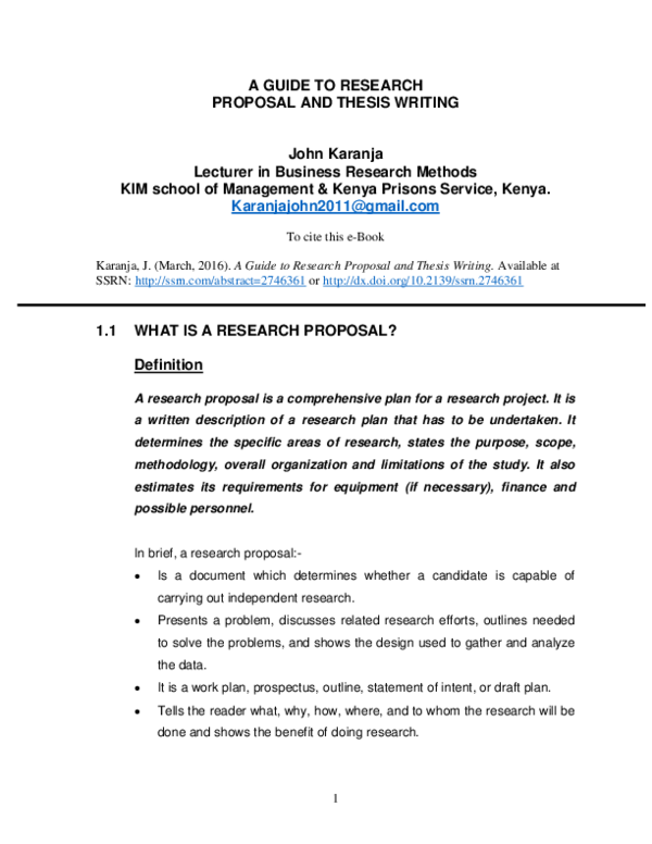 (PDF) A GUIDE TO RESEARCH PROPOSAL AND THESIS WRITING