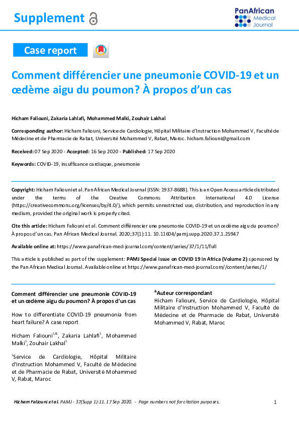 (PDF) [How to differentiate COVID-19 pneumonia from heart failure? A ...