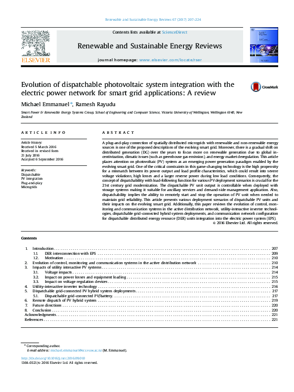 (PDF) Evolution of dispatchable photovoltaic system integration with ...
