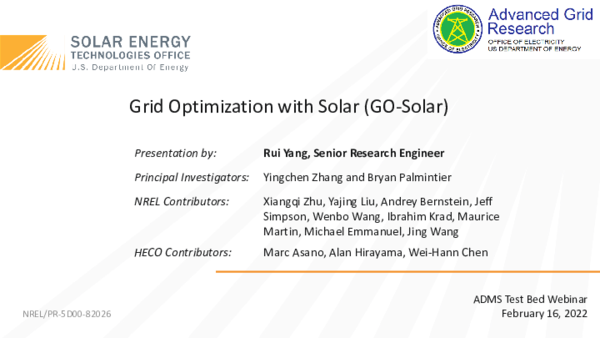 (PDF) Grid Optimization with Solar (GO-Solar)