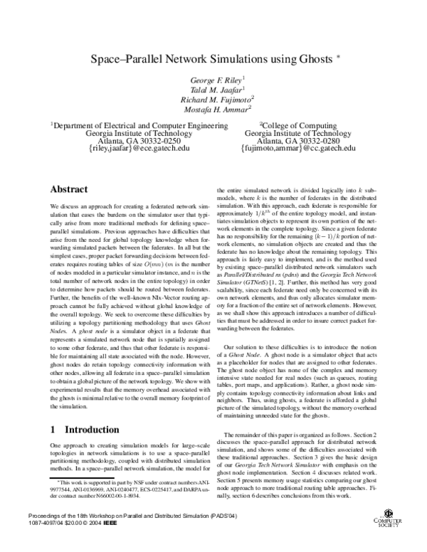 (PDF) Space-parallel network simulations using ghosts
