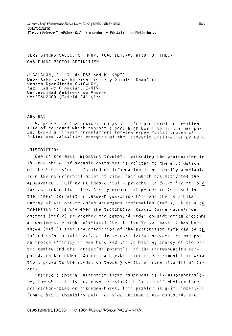 (PDF) Very strong bases. A theoretical determination of their gas-phase ...