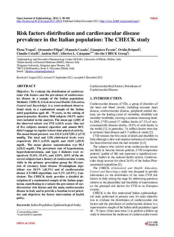 (PDF) Risk Factors Distribution and Cardiovascular Disease Prevalence ...