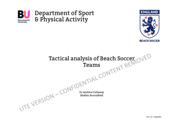 (PDF) Tactical Analysis of Beach Soccer Teams