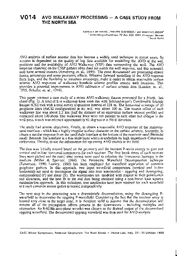 (PDF) AVO Walkaway Processing - a Case Study from the North Sea