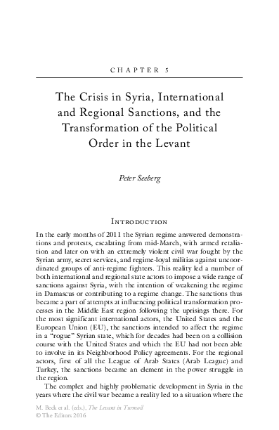 (PDF) The Crisis in Syria, International and Regional Sanctions, and ...