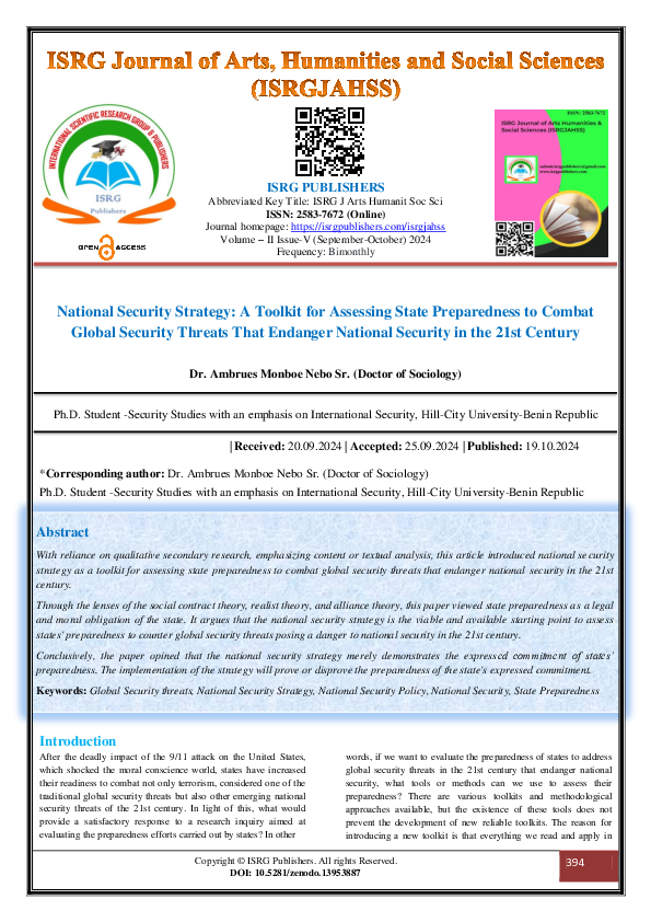 (PDF) National Security Strategy: A Toolkit for Assessing State ...