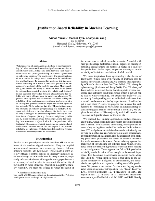(PDF) Justification-Based Reliability in Machine Learning