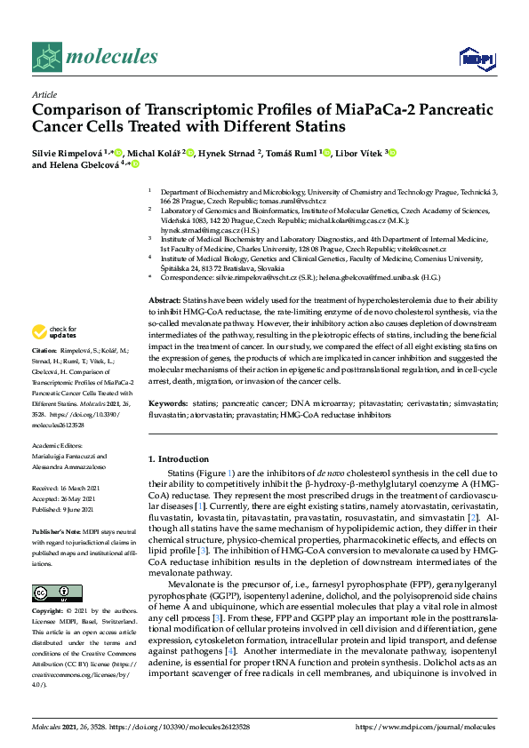 (PDF) Comparison of Transcriptomic Profiles of MiaPaCa-2 Pancreatic ...