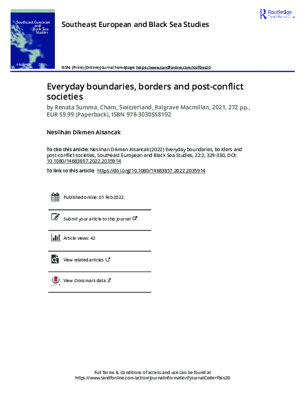(PDF) Everyday boundaries, borders and post-conflict societies