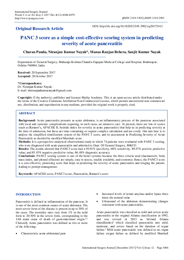(PDF) PANC 3 score as a simple cost-effective scoring system in ...