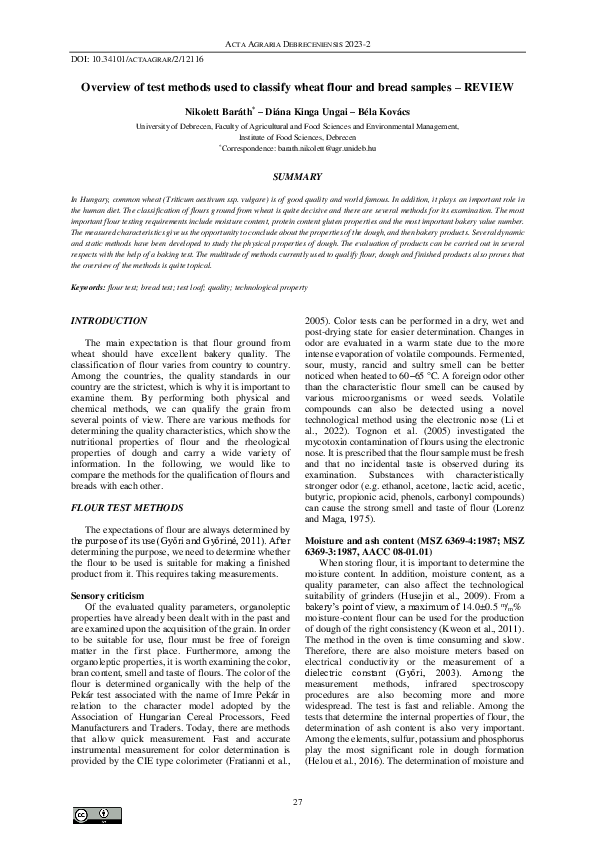 (PDF) Overview of test methods used to classify wheat flour and bread ...