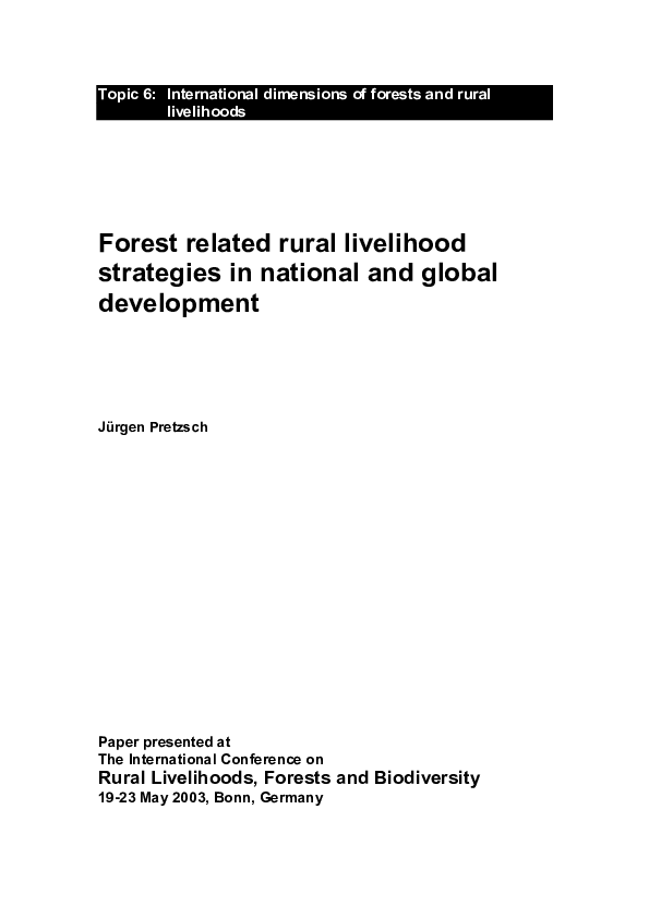(PDF) Forest Related Rural Livelihood Strategies in National and Global ...