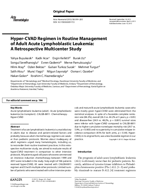 (PDF) Hyper-CVAD Regimen in Routine Management of Adult Acute ...