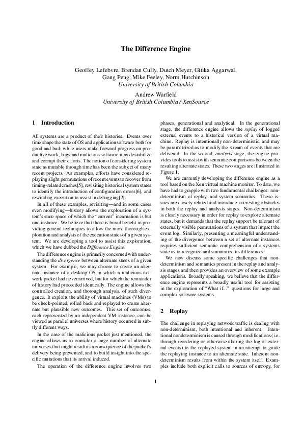 (PDF) Difference Engine