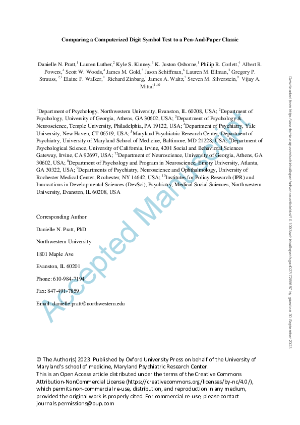 (PDF) Comparing a Computerized Digit Symbol Test to a Pen-and-Paper Classic