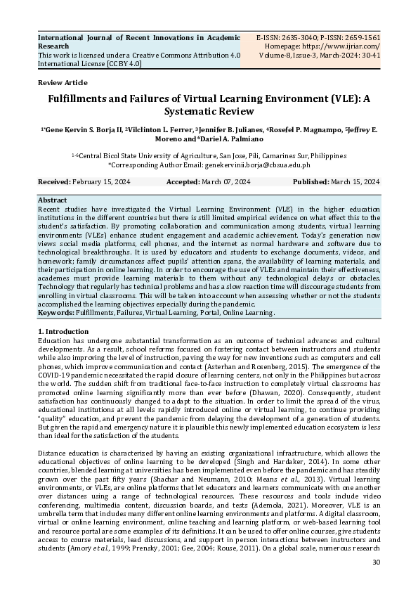 (PDF) Fulfillments and Failures of Virtual Learning Environment (VLE ...