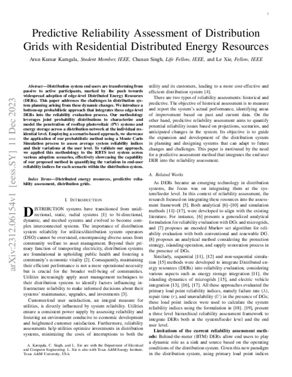 (PDF) Predictive Reliability Assessment of Distribution Grids with Residential Distributed ...