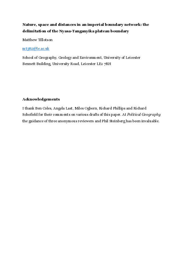 (PDF) Nature, space and distances in an imperial boundary network: The ...