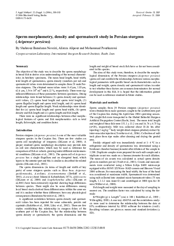 (PDF) Sperm morphometry, density and spermatocrit study in Persian ...
