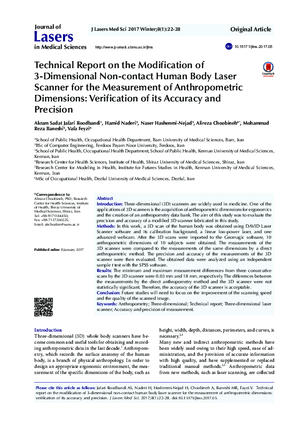 (PDF) Technical Report on the Modification of 3-Dimensional Non-contact ...