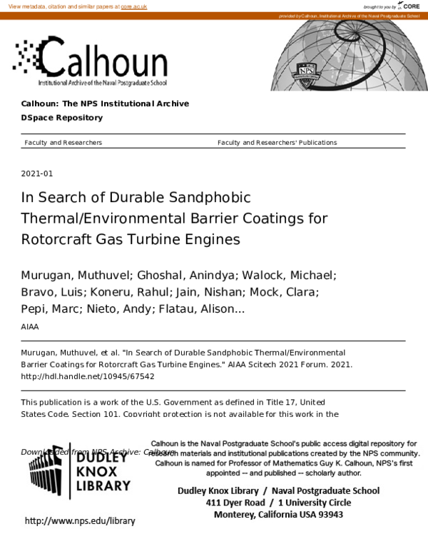 (PDF) In Search of Durable Sandphobic Thermal/Environmental Barrier Coatings for Rotorcraft Gas ...